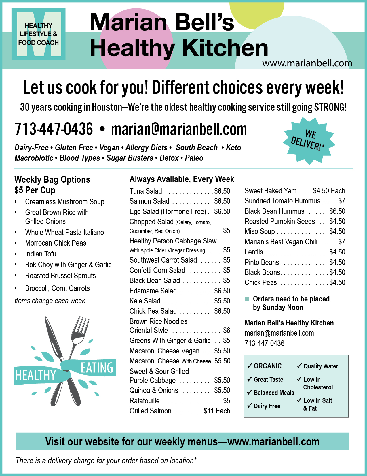 Marian Bell Healthy Food Flyer - Anne Swanson Graphic Design